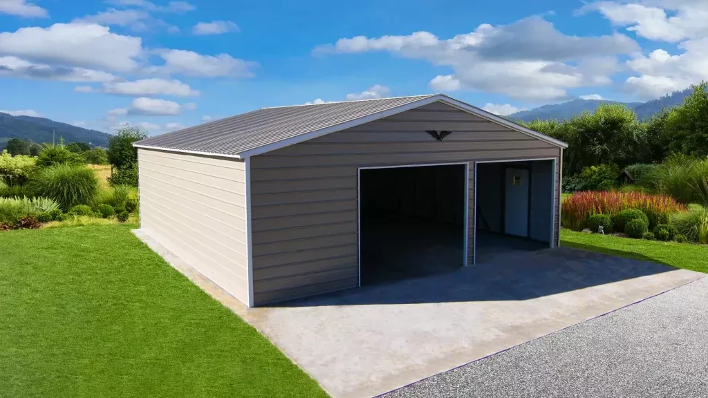 28X30X9 Vertical Roof Metal Garage - bargainmetalbuildings.com