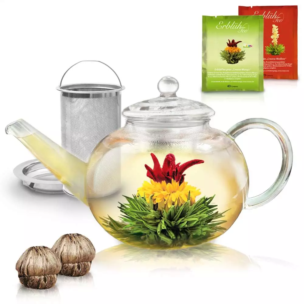 Creano Glass Teapot 1,2l, 3-Piece Glass Teapot with Two Tea Balls ...