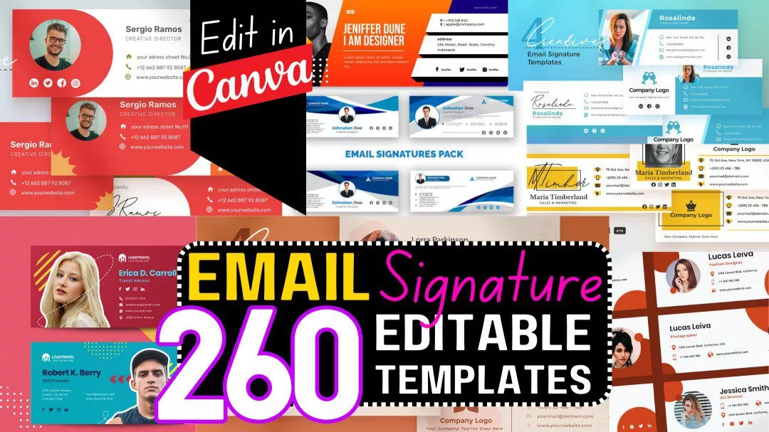 260 Email Signature Template Bundle For Canva | modern email signature ...