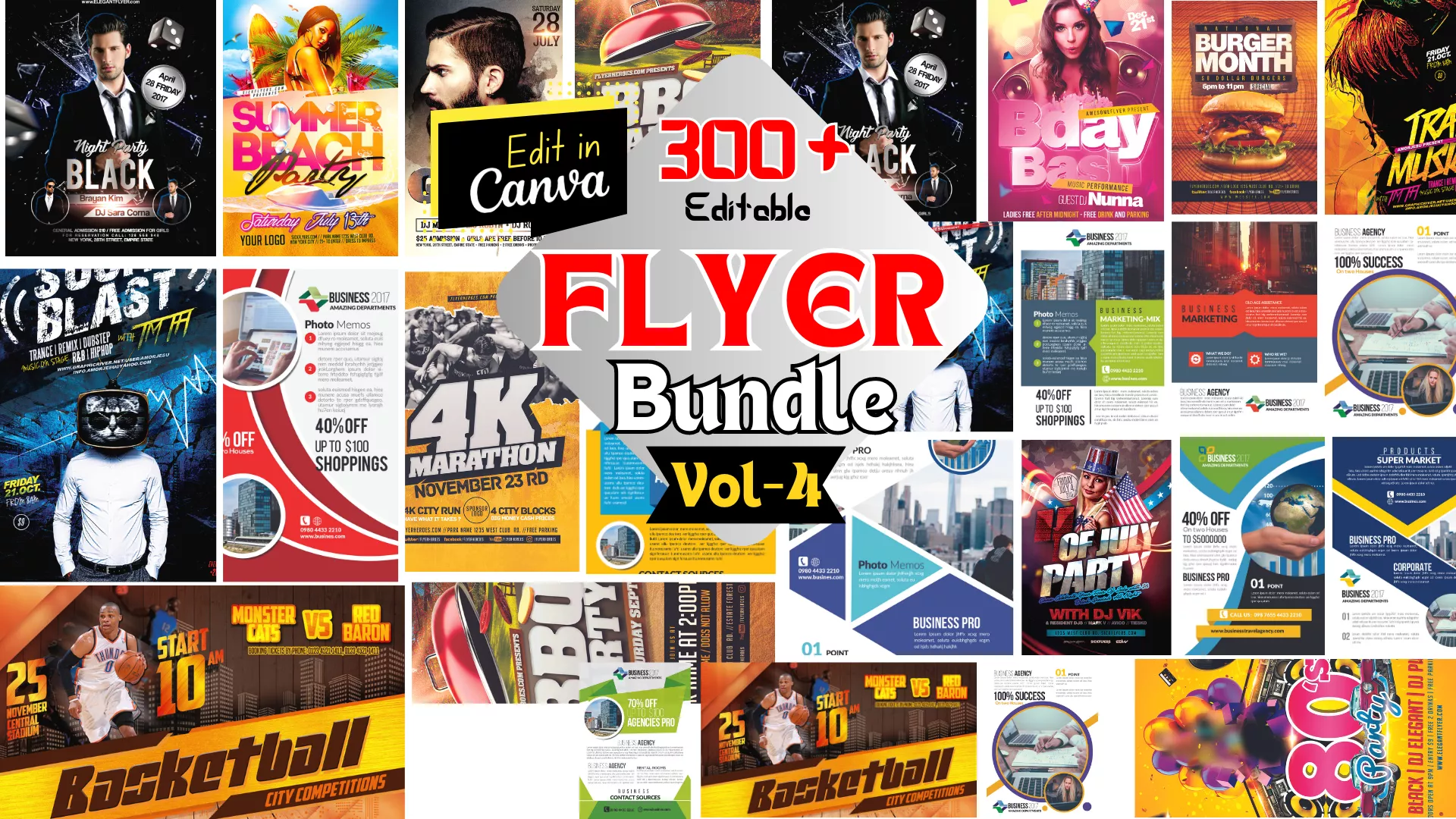 300+ Flyer Designs with Editable Canva Flyer Templates-vol-4 - Digi ...