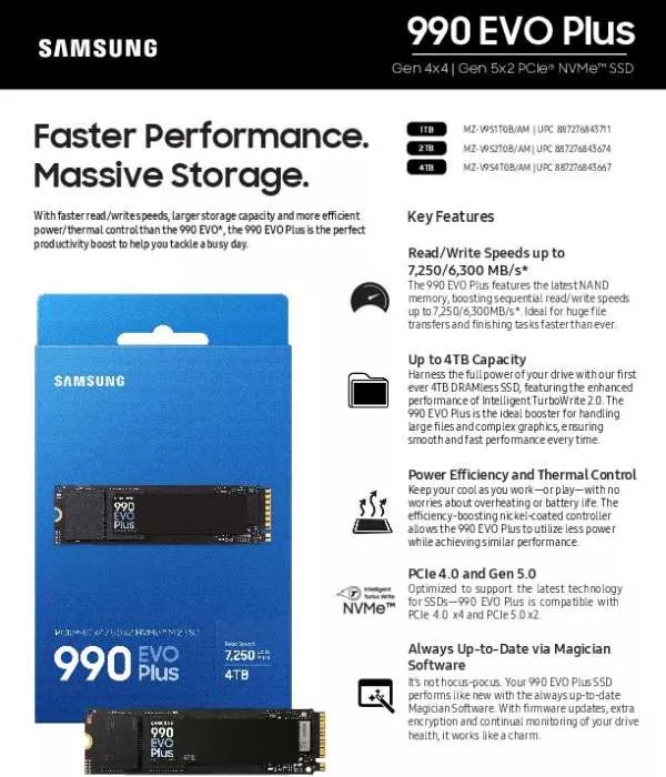Samsung 990 EVO Plus SSD Datasheet - FL Computer Tech