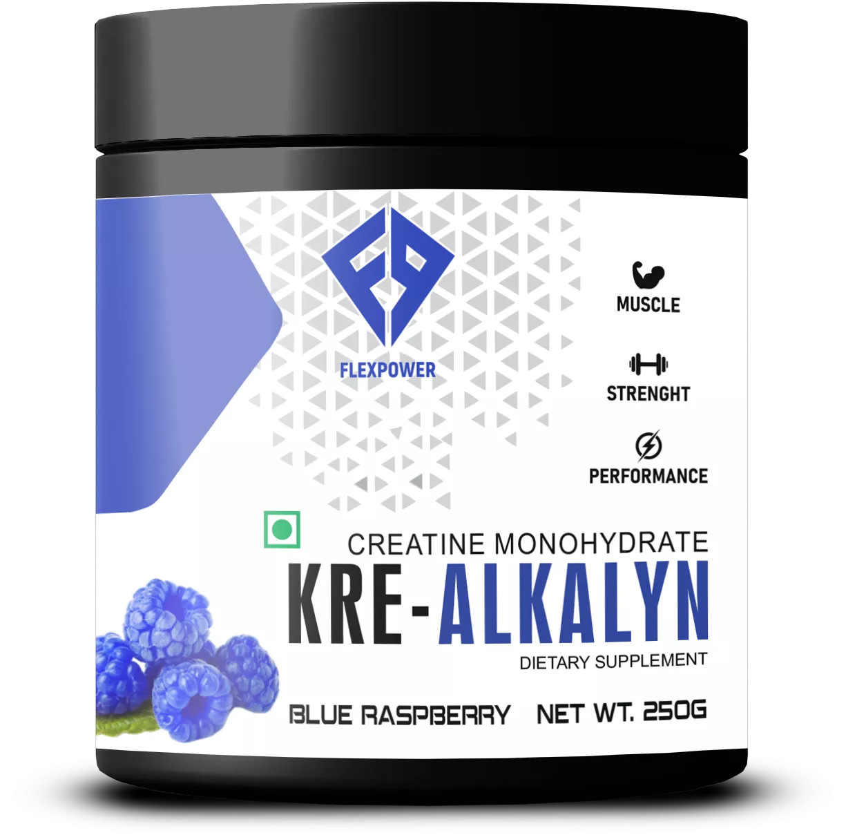 KRE-ALKALYN CREATINE MONOHYDRATE 250GM BLUE RASBERRY - Flex Health