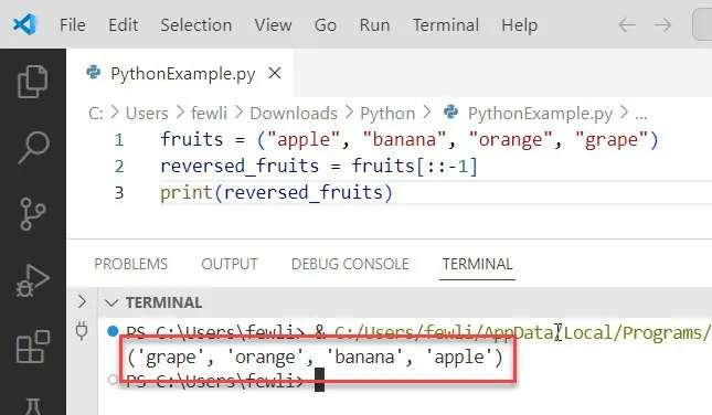 How To Reverse A Tuple In Python?