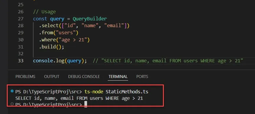 Define TypeScript Static Methods