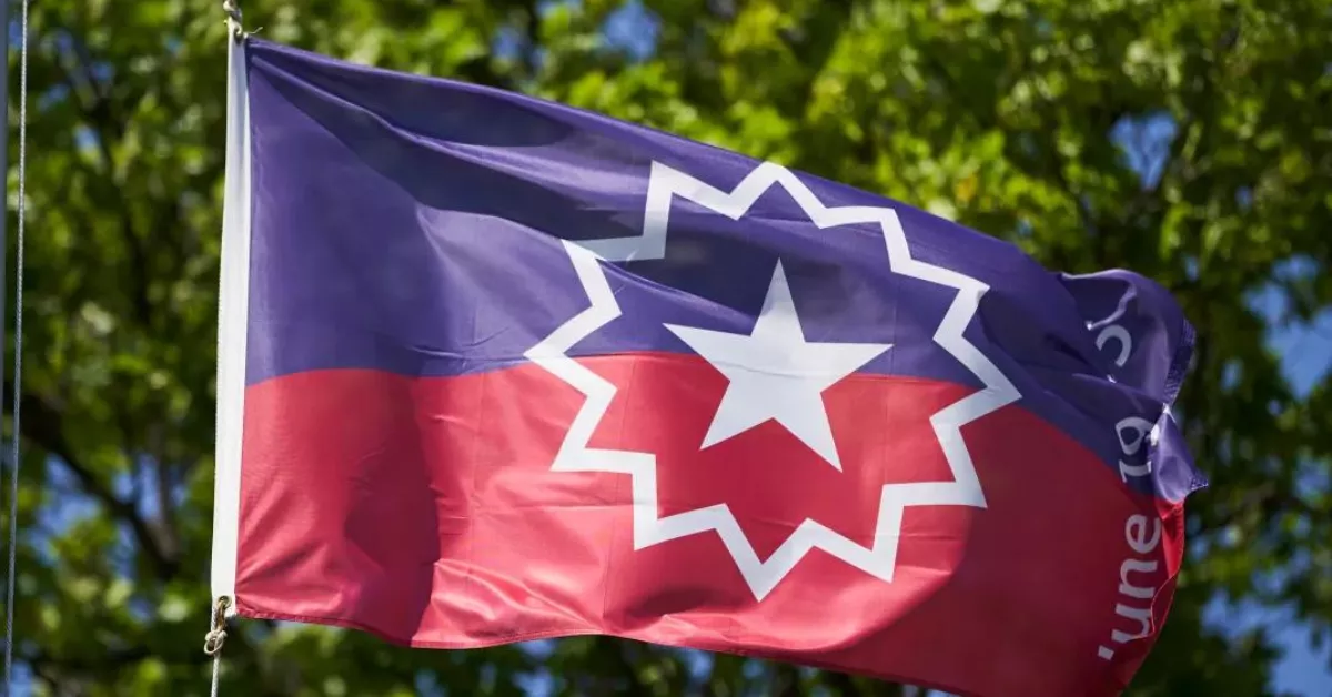 Juneteenth flag with Texas star is flying today at the Colorado Capitol ...
