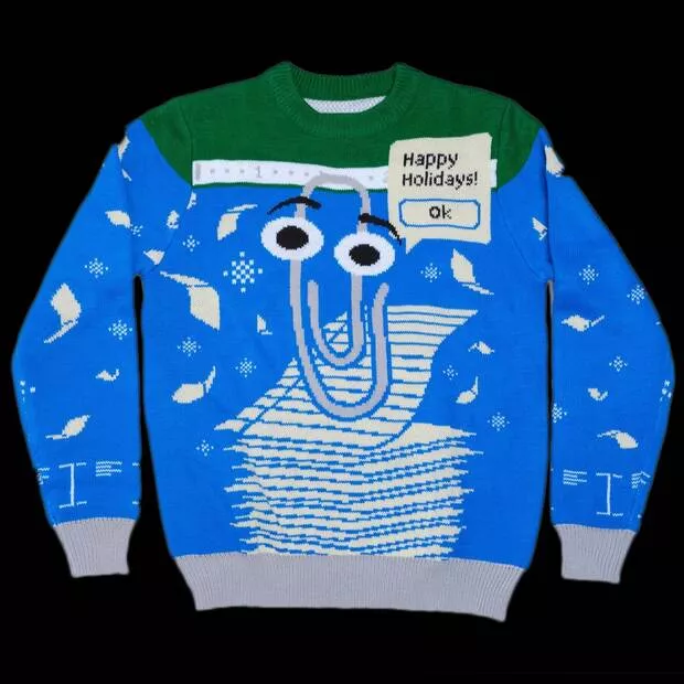 L'emblématique Clippy porte le traditionnel pull de Noël de Microsoft ...