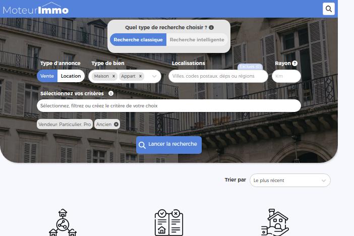 Moteur'Immo centralise vos recherches immobilières